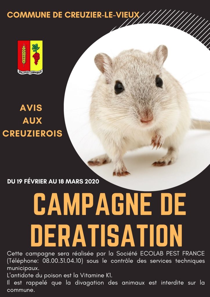 Affiche campagne de deratisation - Commune de Creuzier le Vieux